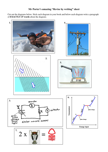 Physics Revision Sheets Teaching Resources