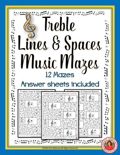 TREBLE LINES and SPACES MUSIC MAZES | Teaching Resources