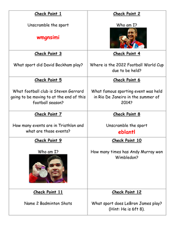 OAA Fun check point lesson activity | Teaching Resources