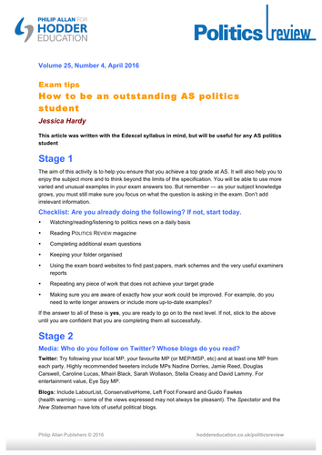 AS Politics – Exam tips and revision checklist | Teaching Resources