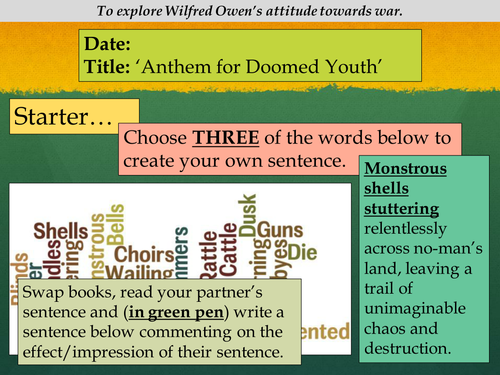 KS4: Anthem For Doomed Youth - Wilfred Owen | Teaching Resources