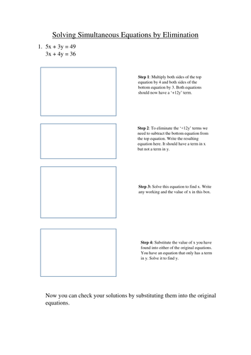 Linear Simultaneous Equations | Teaching Resources