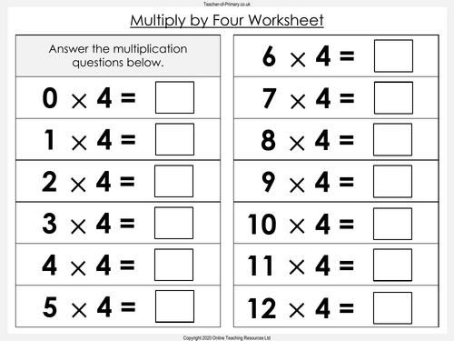 Multiply by Four - Year 3 - PowerPoint presentation and worksheets ...