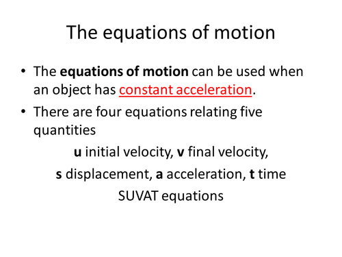 SUVAT Motion Equations Masterclass by UHF - Teaching Resources - TES