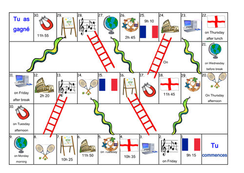 FRENCH - School Subjects - Les Matières Scolaires BOARD GAMES ...