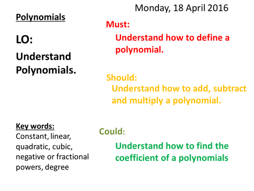 Polynomials | Teaching Resources Polynomials | Teaching Resources