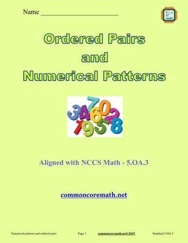 Graph Ordered Pairs and Recognize Numerical Patters - 5.OA.3 | Teaching ...