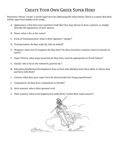How to create a greek hero... by - UK Teaching Resources - TES
