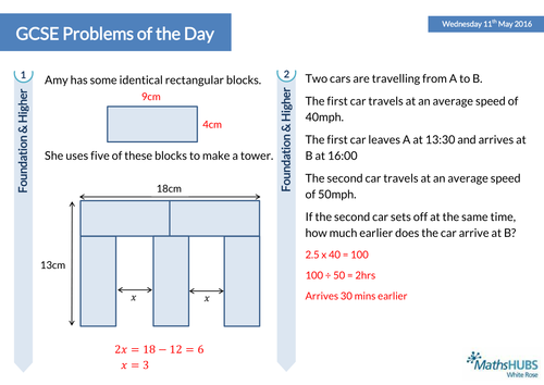 GCSE Problem Solving Questions of the Day - 11th May by WRMaths ...