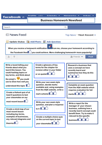 Homework facebook page | Teaching Resources