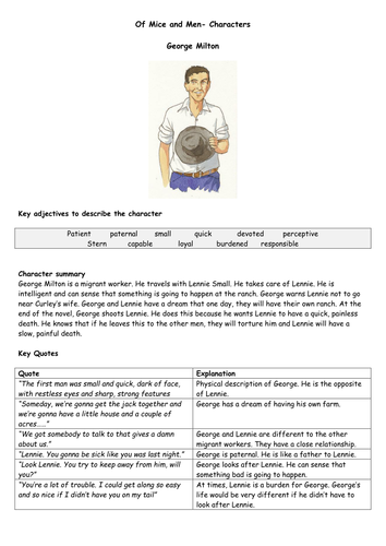 Character and plot revision for 'Of Mice and Men' | Teaching Resources