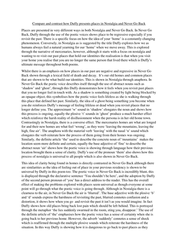 NEW AQA Eng Literature Compare and contrast how Duffy presents place in ...