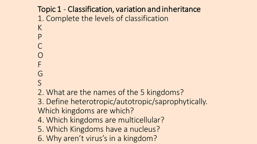 Classification revision lesson Edexcel B1 | Teaching Resources