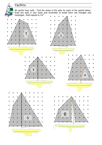 Compound areas involving triangles and rectangles and yachts (worksheet ... Compound areas involving triangles and rectangles and yachts (worksheet ...