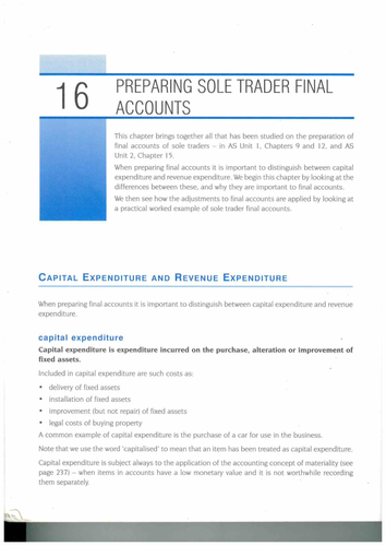 Preparing final account of Sole Trader | Teaching Resources