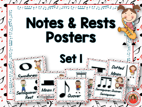 Music Decor: Notes and Rests Set 1 | Teaching Resources