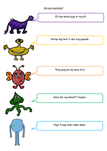 Exciting phonics screening fun - read and write alien sentences and ...