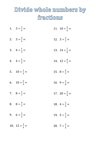Divide whole number by a fraction | Teaching Resources Divide whole number by a fraction | Teaching Resources