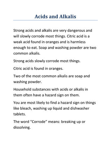 Acids and Alkalis (Fact Sheet for KS3) by matthewthompson2004 ...