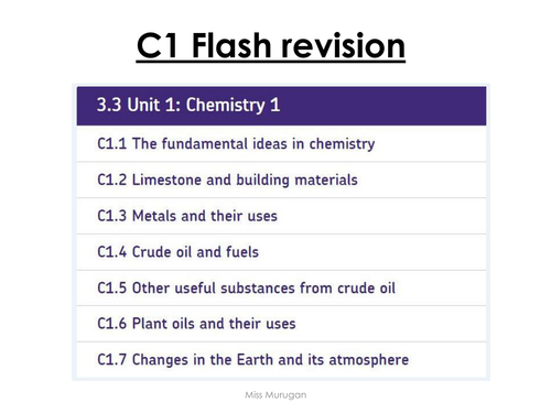 GCSE CHEMISTRY C1 Flash Revision (2014 spec) | Teaching Resources