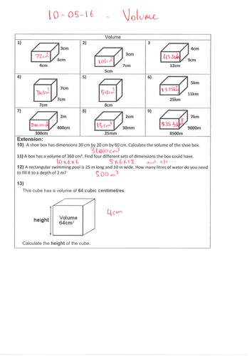KS2 - Volume of 3D shapes - cube - cuboid - Year 5 or 6 by - UK ...