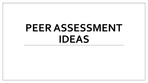 Peer Assessment Ideas | Teaching Resources Peer Assessment Ideas | Teaching Resources