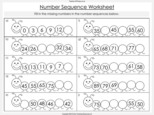 Primary Resources Number Sequences Primary Resources Number Sequences
