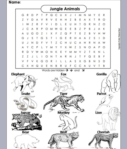 Jungle animal word mat by groov_e_chik - Teaching Resources - TES