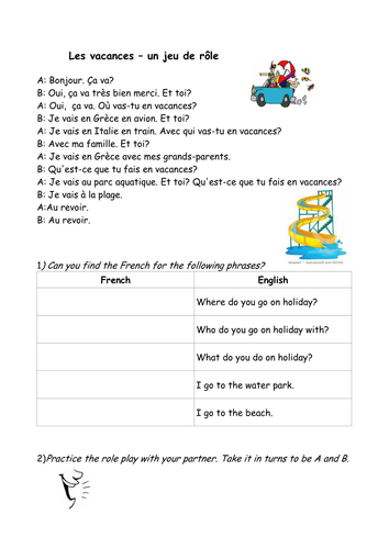 Holidays role play | Teaching Resources