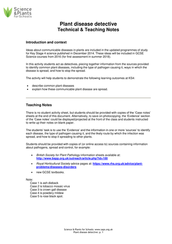 New GCSE Biology - Plant Disease Detectives | Teaching Resources