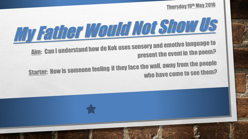 My Father Would Not Show Us - de Kok | Teaching Resources