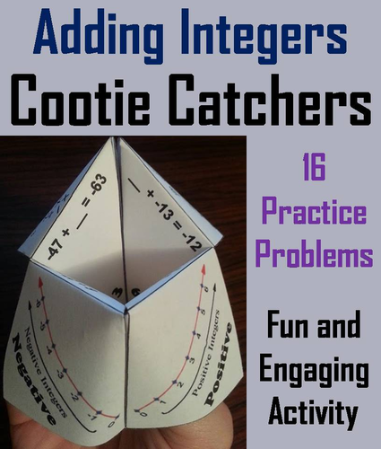 Adding Integers Cootie Catchers | Teaching Resources
