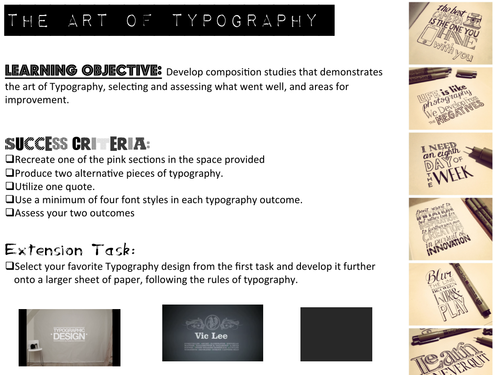 Art and Design: Creating hand drawn Typography | Teaching Resources