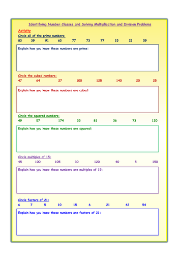 Identifying Number Classes and Solving Multiplication and Division ...