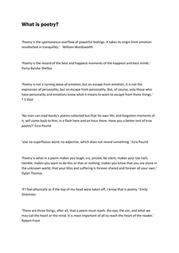 What is poetry? | Teaching Resources