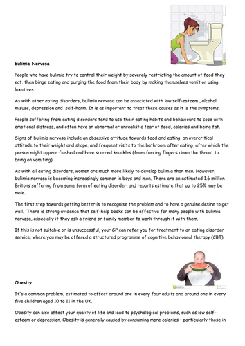 PSHE Eating Disorders - Anorexia by - UK Teaching Resources - TES