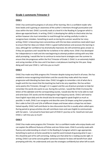 Reception End of Year Report comments by blinky23 - Teaching Resources ... Reception End of Year Report comments by blinky23 - Teaching Resources ...