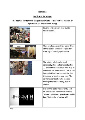Differentiated version of Remains | Teaching Resources