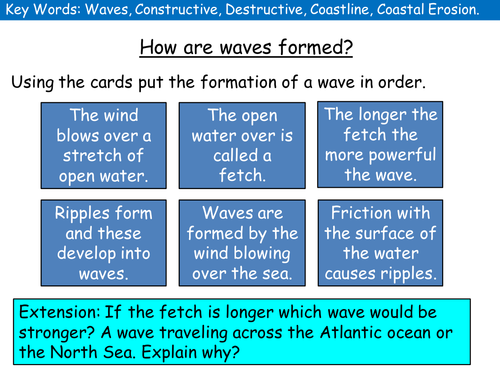 (New AQA) Coasts Lesson 1: How are waves formed | Teaching Resources
