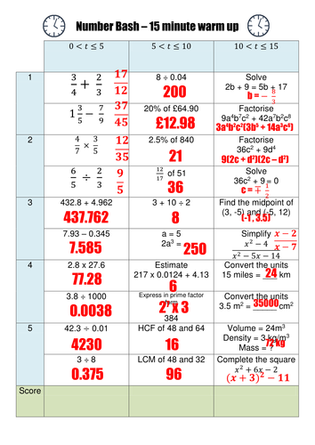 GCSE Maths Revision Starter - Number Bash | Teaching Resources