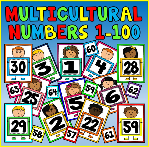 MULTICULTURAL NUMBER FLASHCARDS 1-100 A4 -MATHS EARLY YEARS KS1 EYFS ...