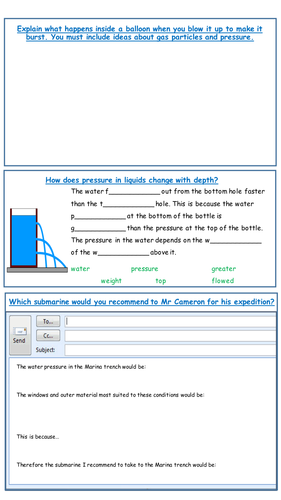 Pressure in Liquids - NEW KS3 by hannahradford - UK Teaching Resources ...