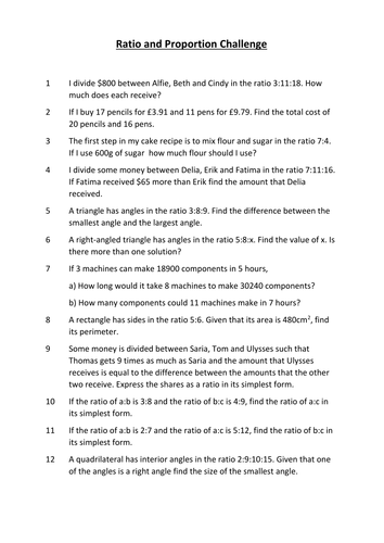 Ratio & Proportion Challenge | Teaching Resources Ratio & Proportion Challenge | Teaching Resources