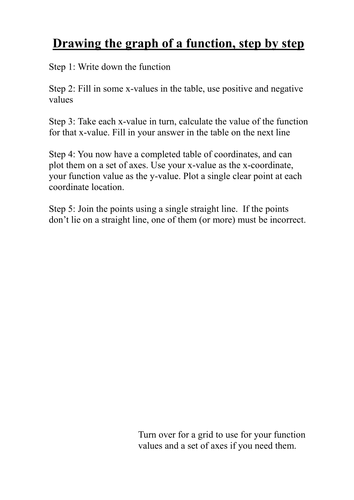 Guided student worksheet for plotting linear graphs. Straight line ...