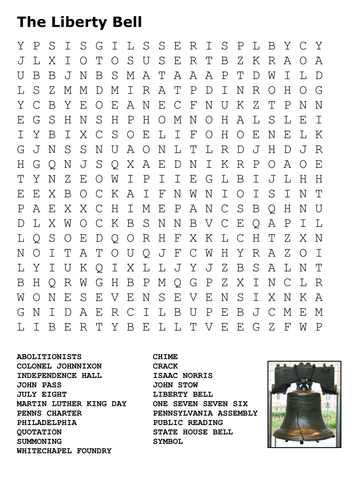 The Liberty Bell Word Search | Teaching Resources
