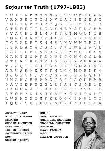 Sojourner Truth Word Search | Teaching Resources
