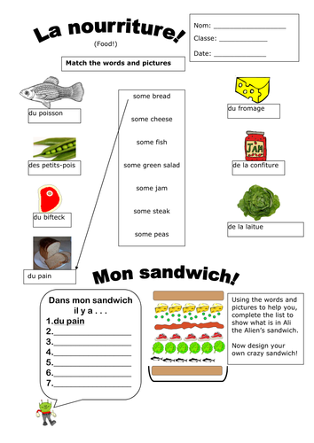 FRENCH FOOD La nourriture Worksheet 1 by Amberslmp - Teaching Resources ...