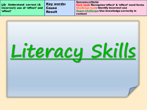 Literacy Skills Difference Between Affect And Effect Teaching Resources 2619