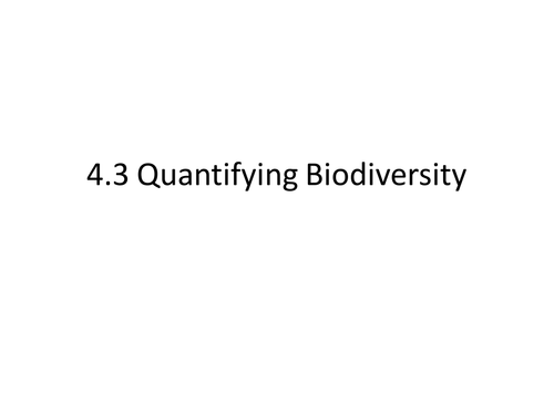 Quantifying Biodiversity | Teaching Resources