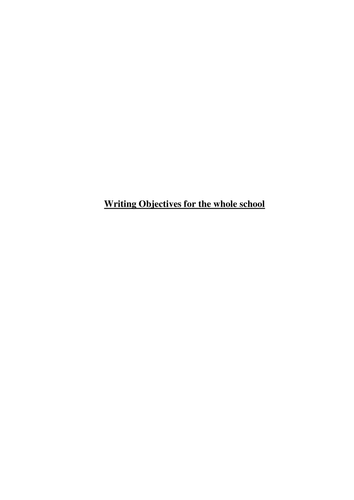 Primary Whole School Writing Objectives for each Year Group | Teaching ...